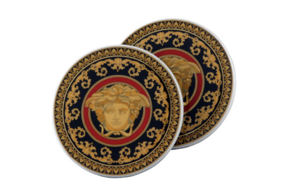VERSACE BY ROSENTHAL,GERMANY "MEDUSA" COASTERS, PORCELAIN, SET OF 2 ...