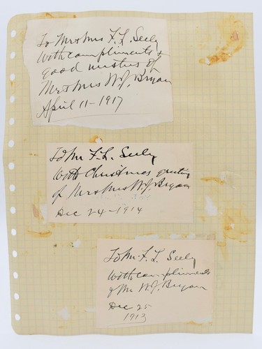 Three Hand Written Notes from William Jennings Bryan to Fred Loring ...