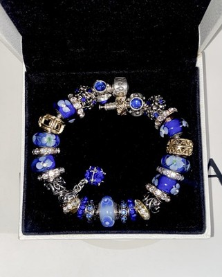 Authentic PANDORA BRACELET WITH PANDORA CHARM 925 ALE Mixed W/ European ...