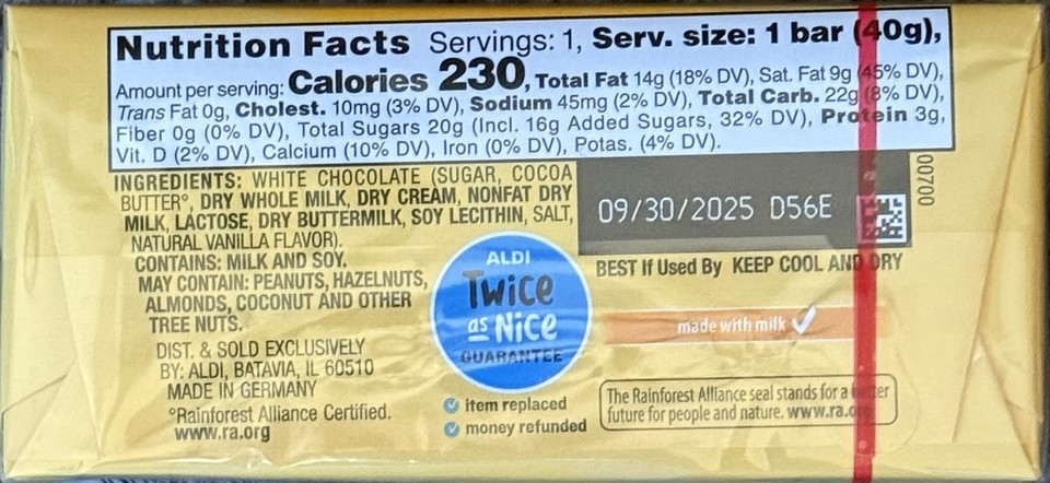 Choceur White Chocolate Smooth & Creamy European Chocolate Bars 5 Bars ...