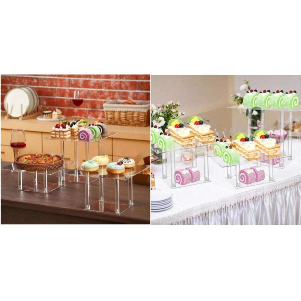3 Piece Clear Acrylic Dessert Stand Set for Special Occasions and ...
