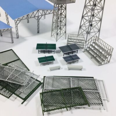 1/64 Diorama Garage Model Fence Carport Table Tennis Table Tower Scene ...