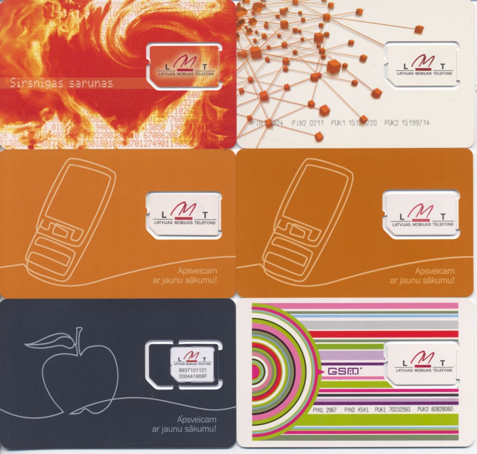 LATVIA / mobile operator LMT / 6 different GSM Sim-cards / MINT | eBay