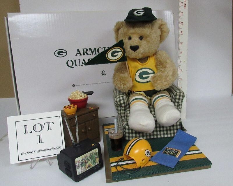 Danbury Mint Armchair Quarterback Bear - Green Bay Packers - NEW Set w ...