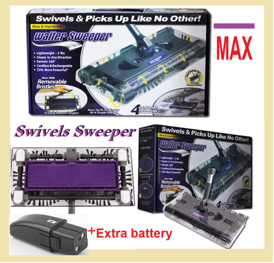 New* Walter Swivel Sweeper Latest Cordless Max Quad Brush with 2x ...