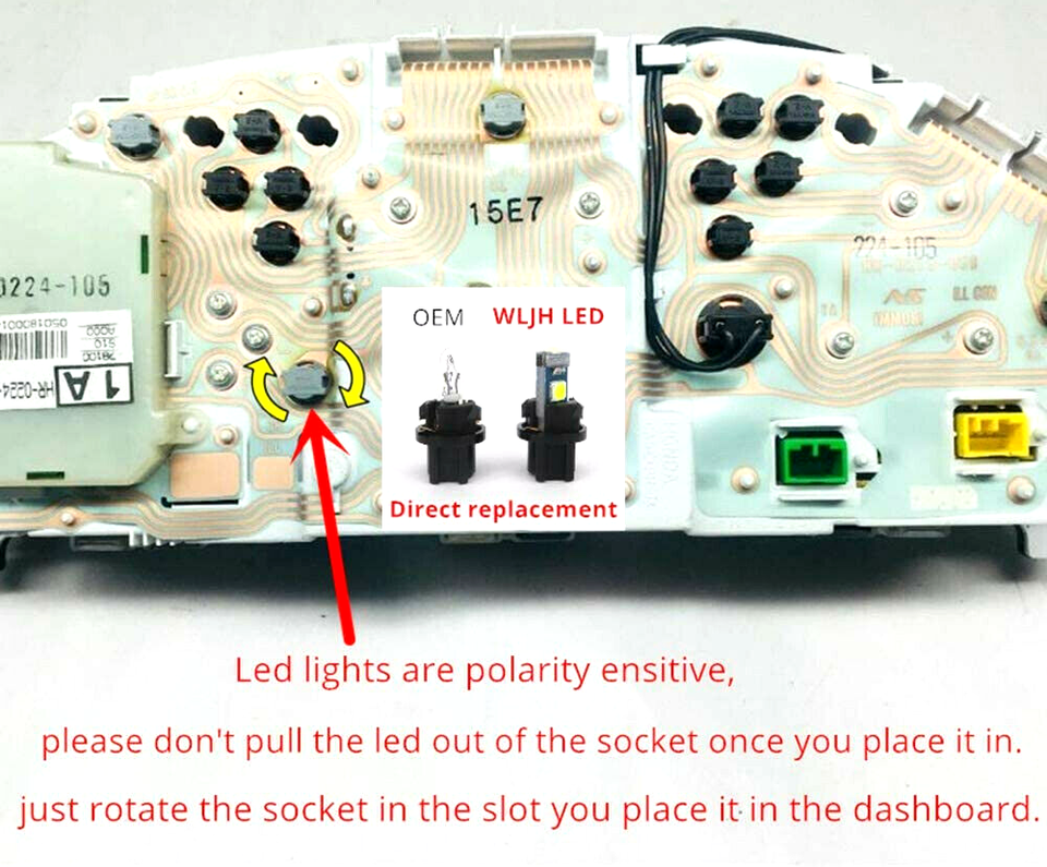 3x LED BULBS AND SOCKETS Instrument Panel Honda 35505-SA5-003 Toyota ...