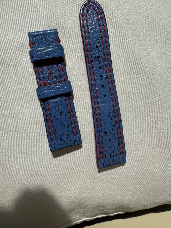 Authentic Aaron Bespoke Blue Stingray/Shark Leather Watch Strap 21x18mm ...