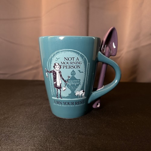 Disney Parks Haunted Mansion Mug w/ Shovel Spoon Not A Mourning Person ...