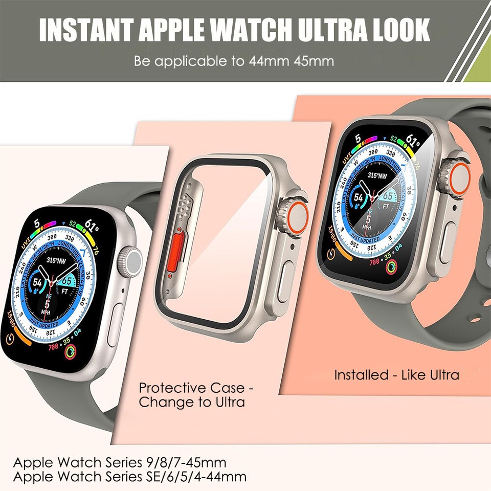 For Apple Watch Series 9 8 7 6 5 4 SE2 SE 44mm 45mm Case Cover Screen ...
