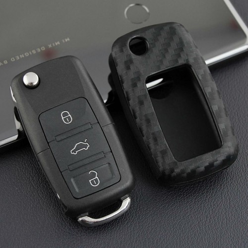 Carbon Fiber Flip Key Fob Case Cover Holder For VW Golf 6 Passat B7 ...
