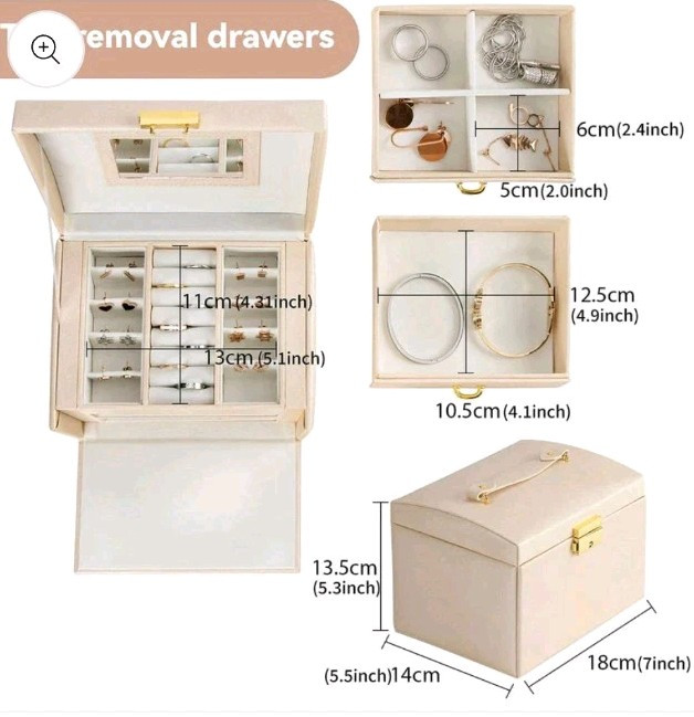 CASEGRACE Jewelry Storage Box. Travel Jewelry Organizer. Large PU ...