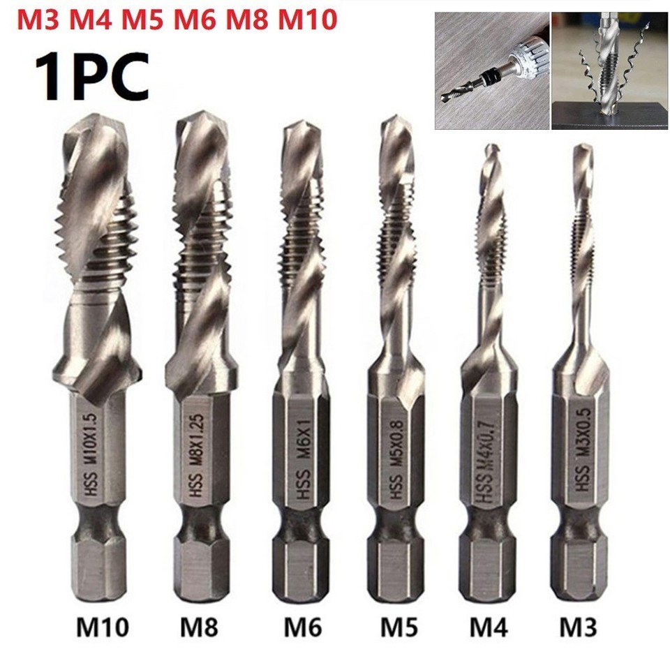 Hot Sale Metalworking Tap Drill Bits Hex Shank M3-M10 Hand Drill Silver ...