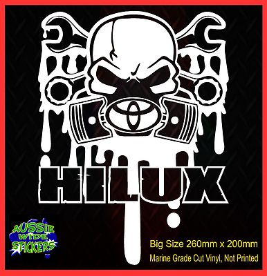 For TOYOTA HILUX BNS 4x4 dual cab ute car Funny SKULL & SPANNERS ...