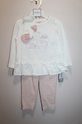 CARTER'S LITTLE BABY BASICS GIRLS OUTFIT 4 PIECES 100% COTTON PINK ...