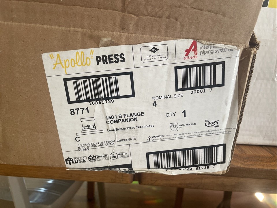 EPC APOLLO XPRESS 8771 4"NOMINAL SIZE, 150LB FLANGE COMPANION, BLK ...