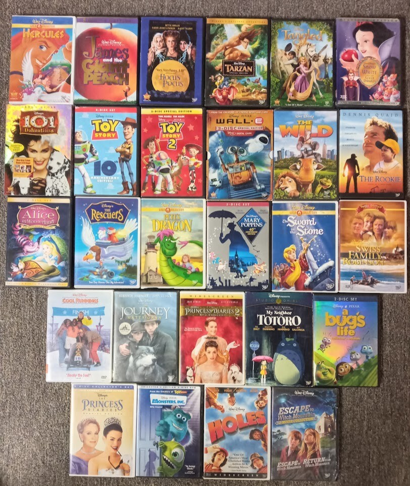 Walt Disney Pixar DVD Movie Lot of 27 Family Classic Animated Cartoons ...