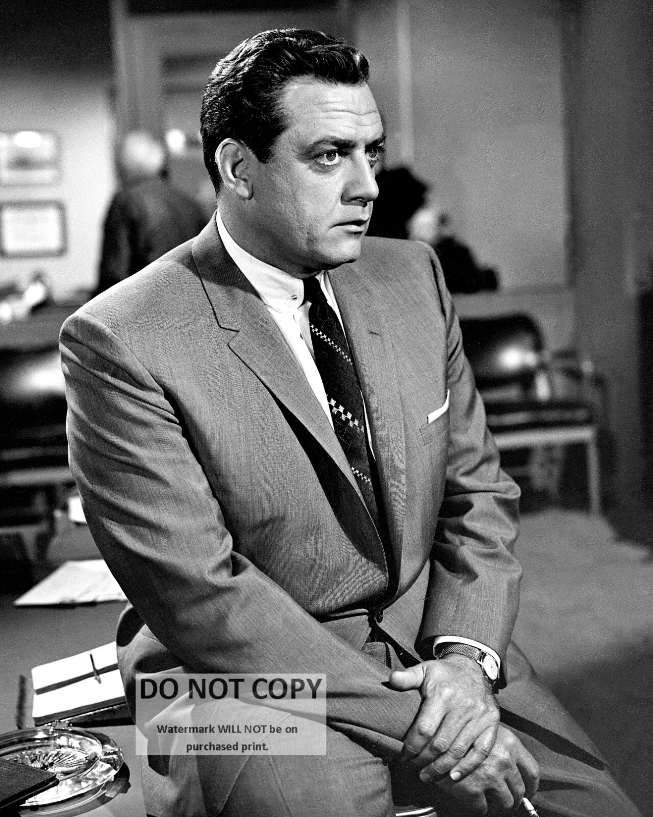 RAYMOND BURR IN THE TV PROGRAM "PERRY MASON" - 8X10 PUBLICITY PHOTO (FB ...