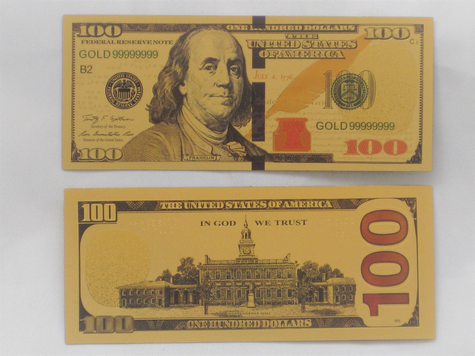 2 Gold Banknotes History Political Trump President Bills Coins Federal ...