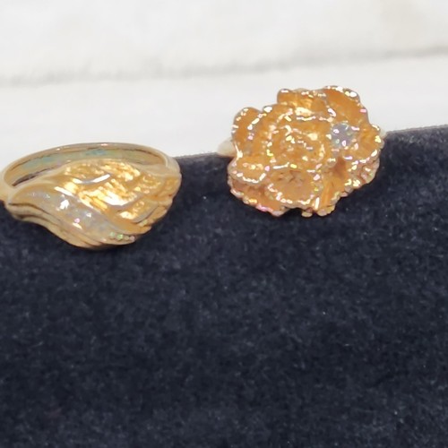 2 Vintage Avon Gold Tone Rings Size 7.75 & 3.75 Signed GUC Free ...