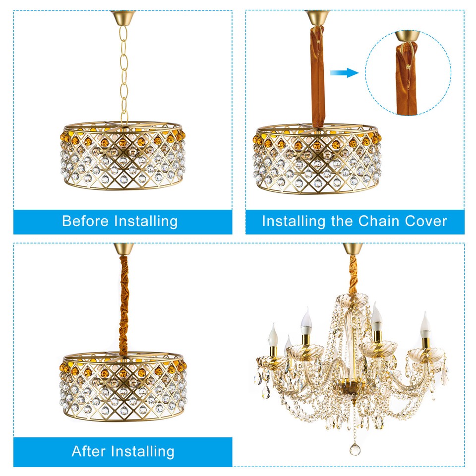 31.5 Inch Chandelier Chain Cover Chain Protective Sleeve with Zipper ...