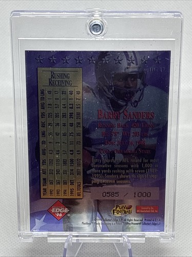 1996 Collector's Edge Honor Guard Barry Sanders /1000 #HG17 Lions HOF ...