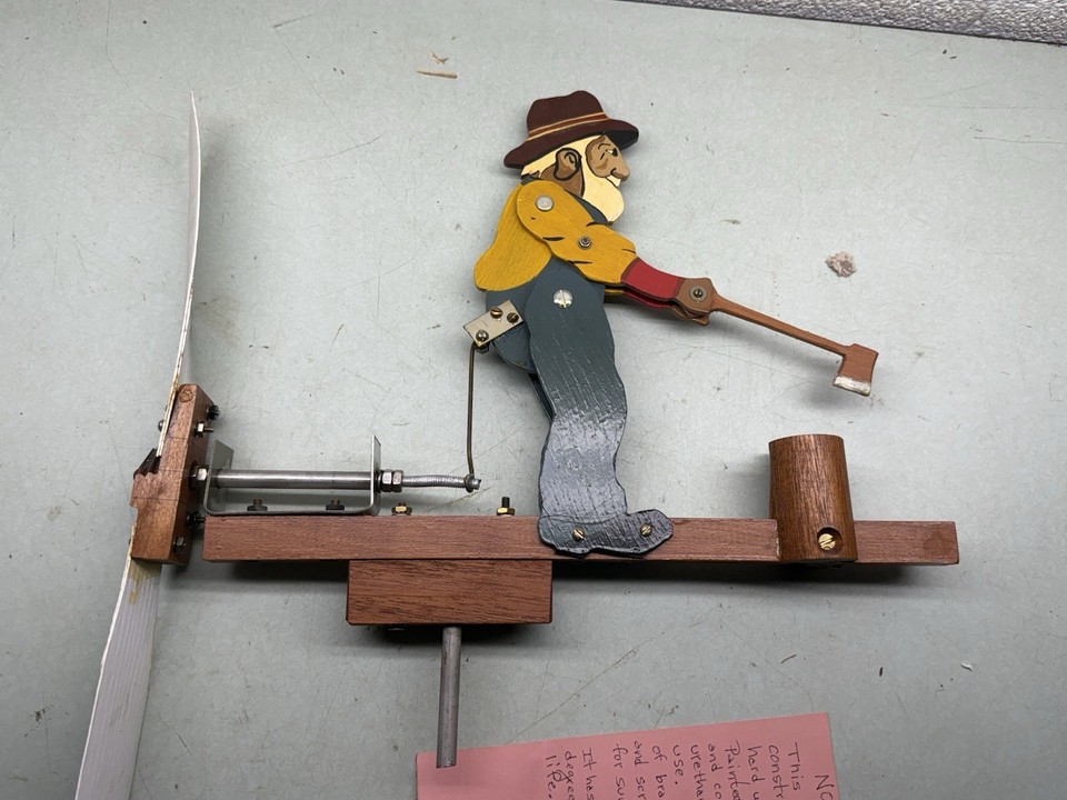 Vintage Whirligig Moving Weathervane Handmade Wooden Folk Art Logger ...
