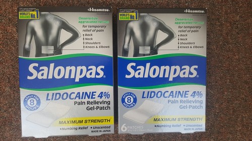 2 NEWBoxes 6EA SALONPAS 4% Pain Relieving Gel-Patch 8HR Numbing Relief ...