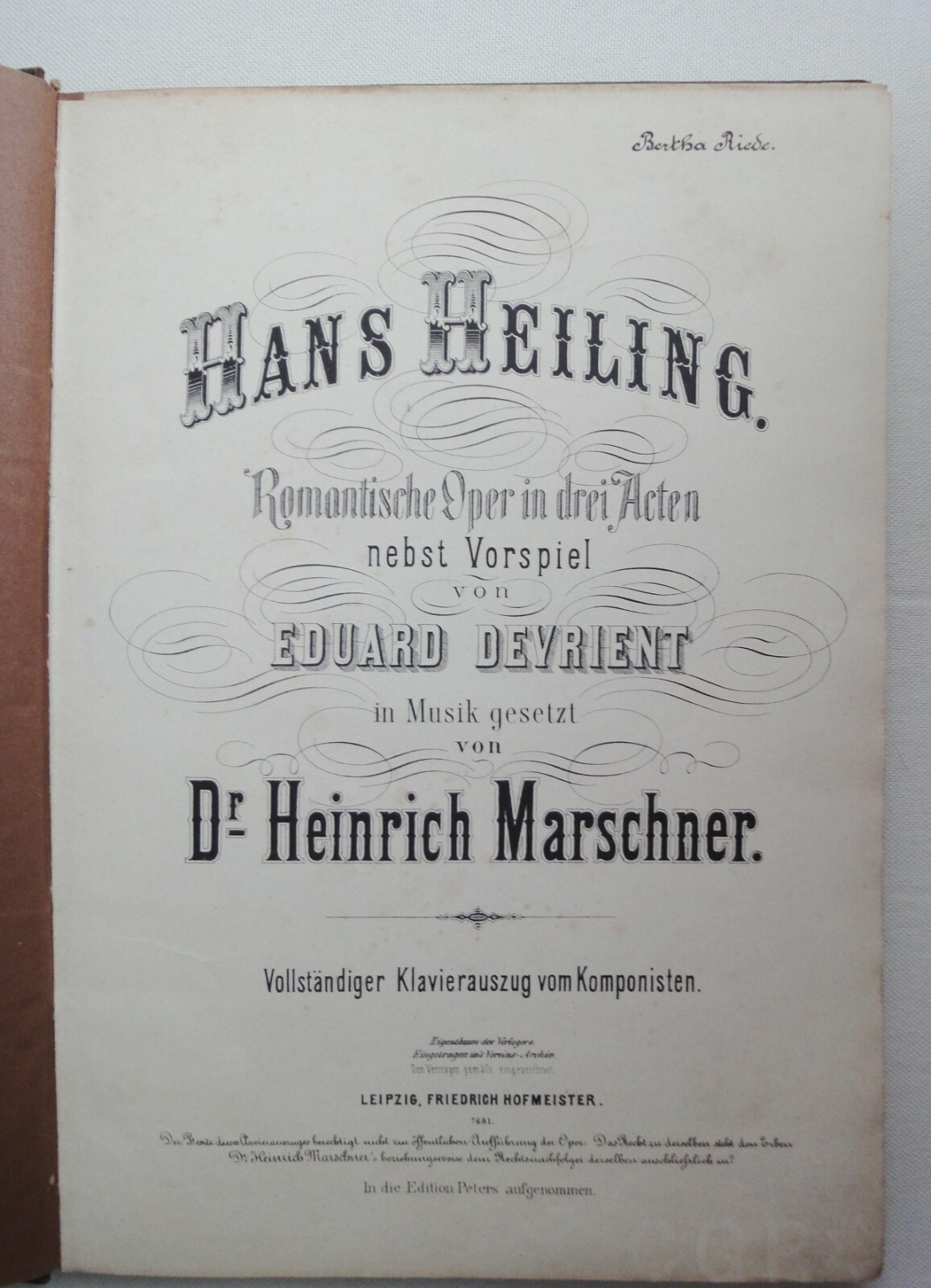 Hans Heiling ROMANTISCHE OPER von Eduard Devrient Musik: H. Marschner ...