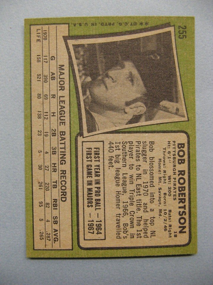 1971 Topps Baseball # 255 Bob Robertson | eBay