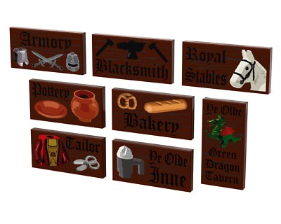 Custom Printed LEGO Tiles - Medieval Craft/Guild Sign pack (Reddish ...