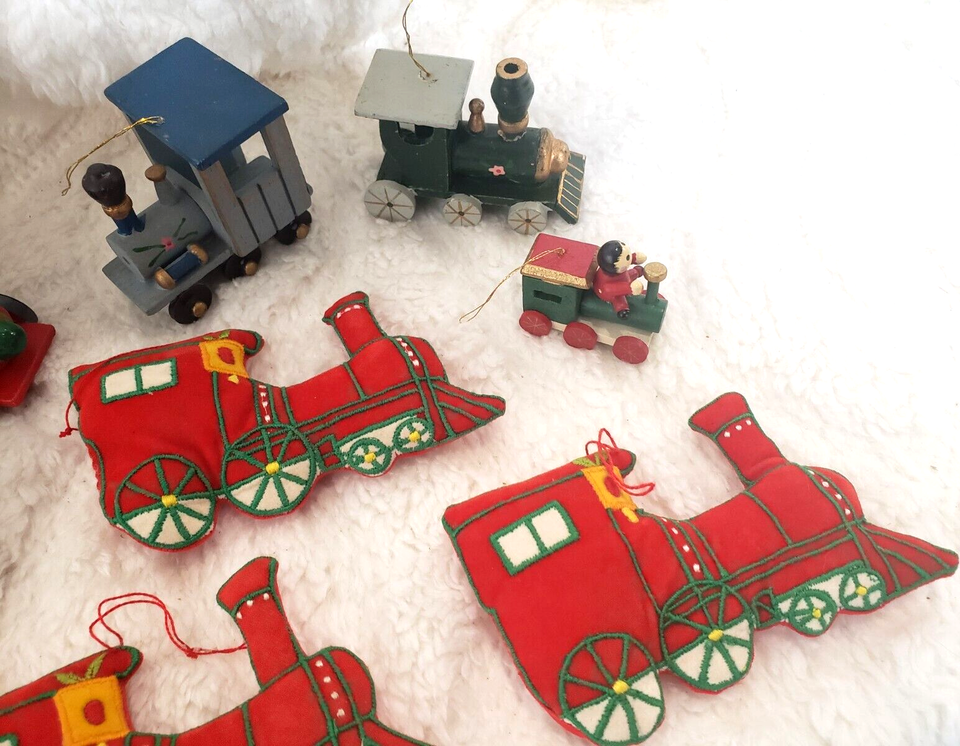 TRAIN Assortment Wooden-Velvet Cloth-Russ Cars Ornaments LOT/14 | eBay