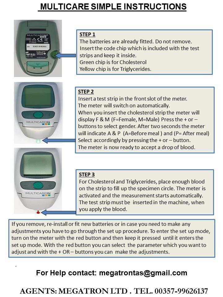 Multicare-In Cholesterol -Triglycerides Home Test Meter Κιτ | eBay