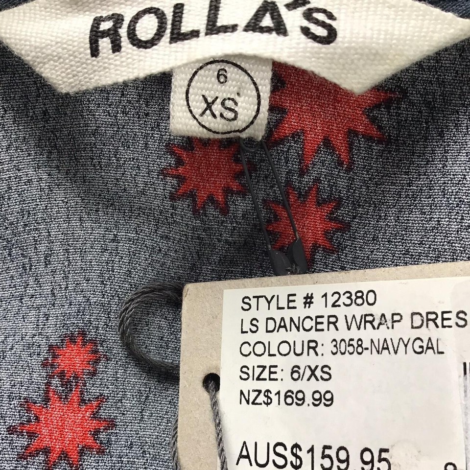 ROLLA'S Navy & Red Stars 'Dancer' Wrap Dress / Size 6 XS / BNWT | eBay ...