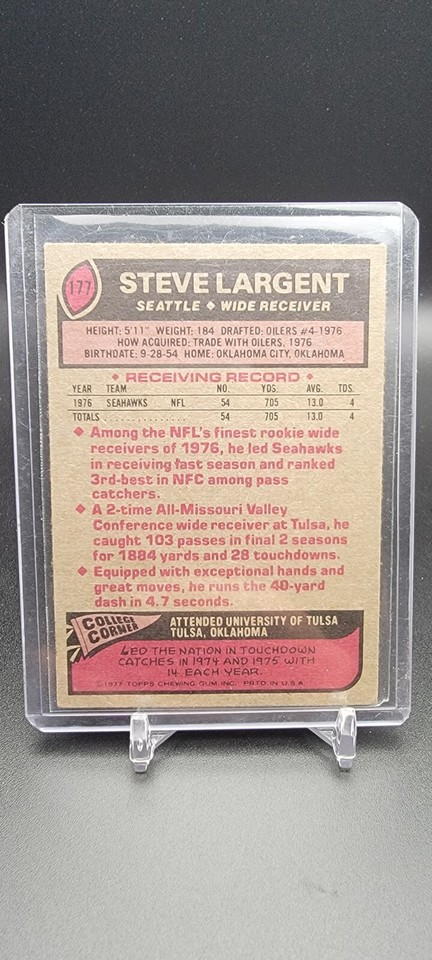 STEVE LARGENT 1977 Topps Rookie Card #177 SEATTLE SEAHAWKS NM/MT | eBay