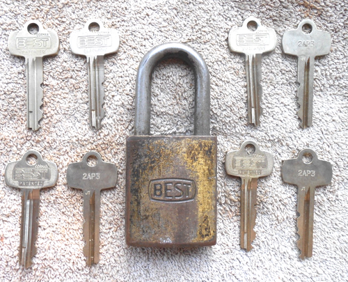 BEST Padlock with CorMax core and 8 High Security BEST J1 keyway keys ...