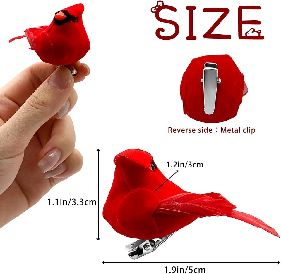 12 Pack Small Cardinals Tiny Mini Cardinal Red Birds for Crafts ...