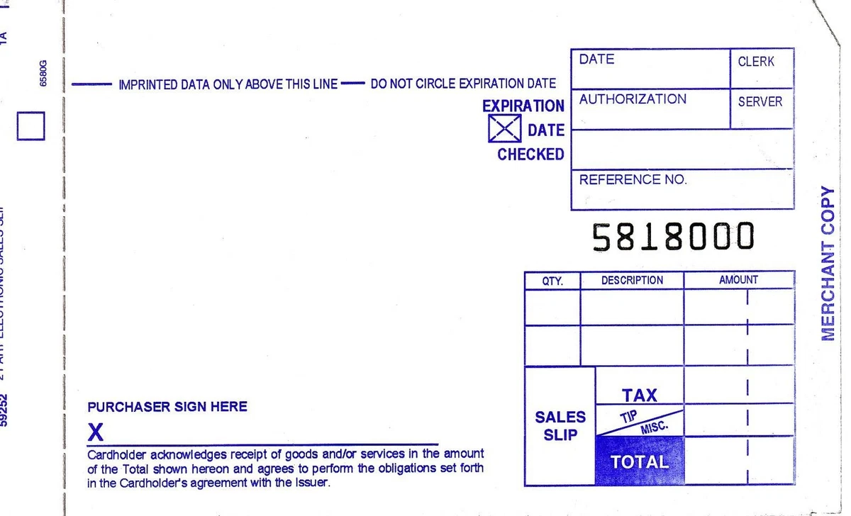 Credit Card Receipt Forms