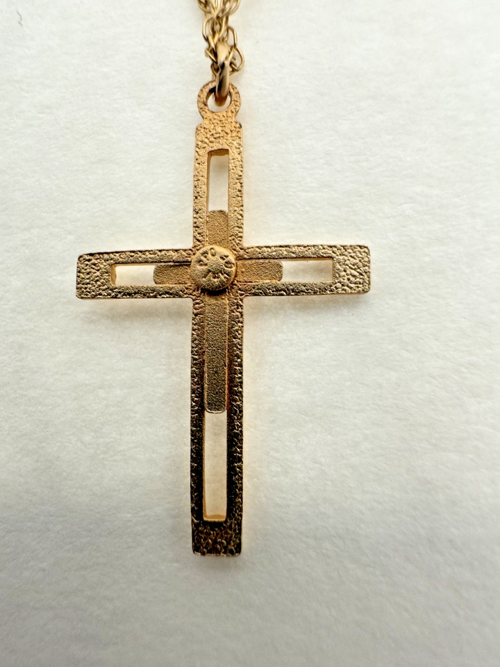 Christian Gold & Silver Cross w/ Necklace Chain 1/20 14KT GF Gold ...