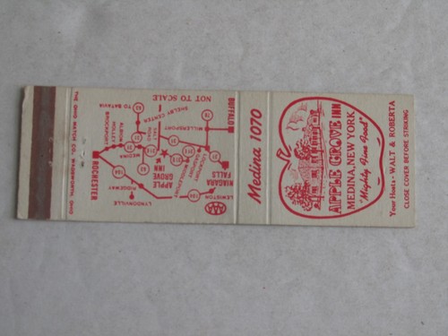 P480 Matchbook Cover NY New York Apple Grove Inn Medina | eBay