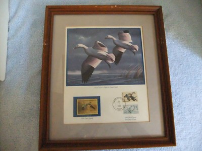 Framed 1988 Duck Stamp First Day of Issue Portfolio - Snow Geese in ...