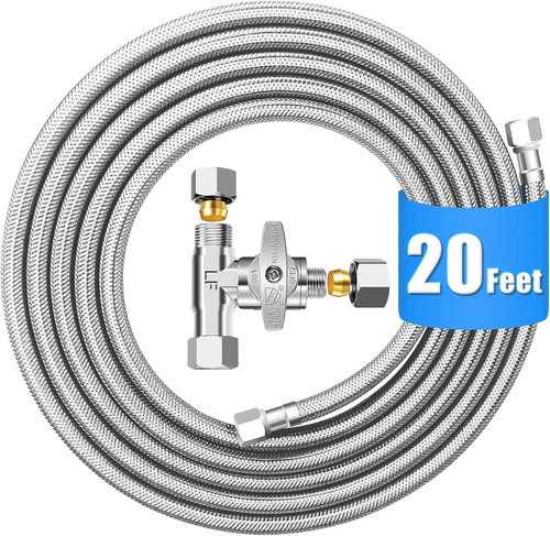 Fridge Water Line Kit - 20FT Premium Stainless Steel Braided ...