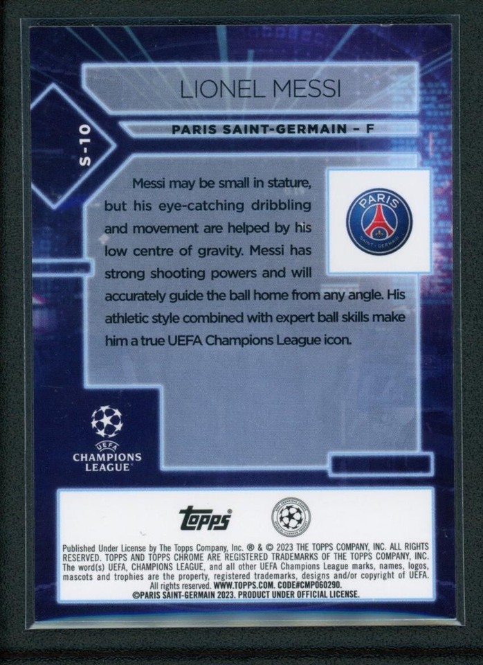 2023 LIONEL MESSI TOPPS CHROME UEFA CHAMPIONS LEAGUE SPECIMEN | eBay