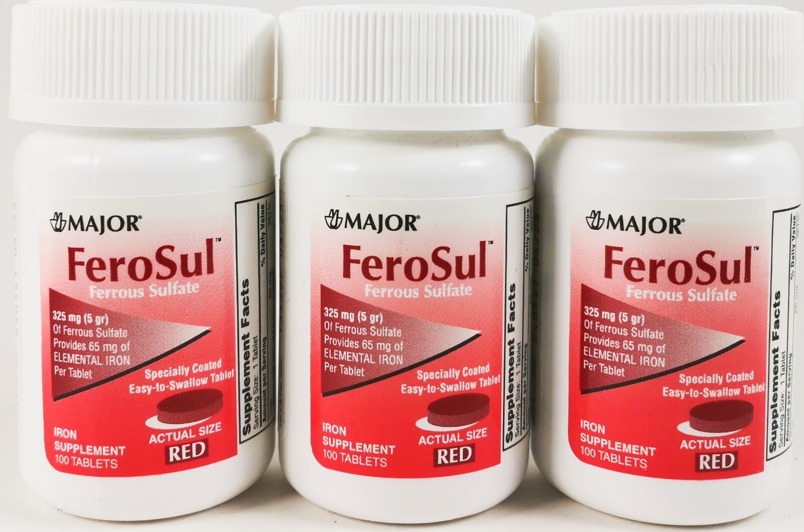 Major Ferrous Sulfate 325mg (Compare to FeroSul) Total 300tablets EXP ...