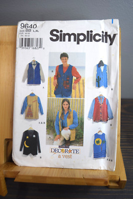 Simplicity 9640 Miss Make & Decorate Vests Size 18-24 Pattern UNCUT | eBay