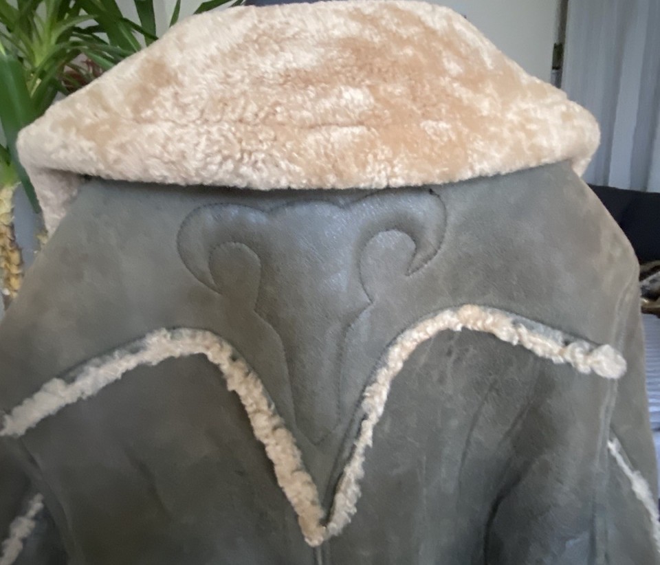 Diesel Moscowboy Shearling Coat Mens Medium Olive Brown Long Vintage ...