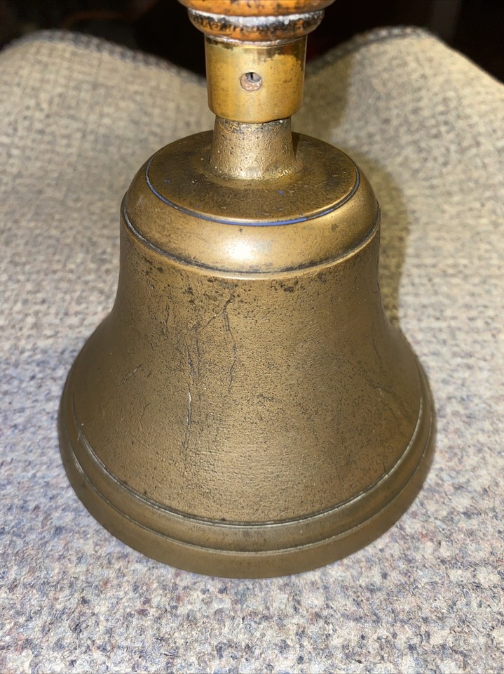 Vintage Brass School Bell Hand Held Wood Handle. 8” Tall | eBay