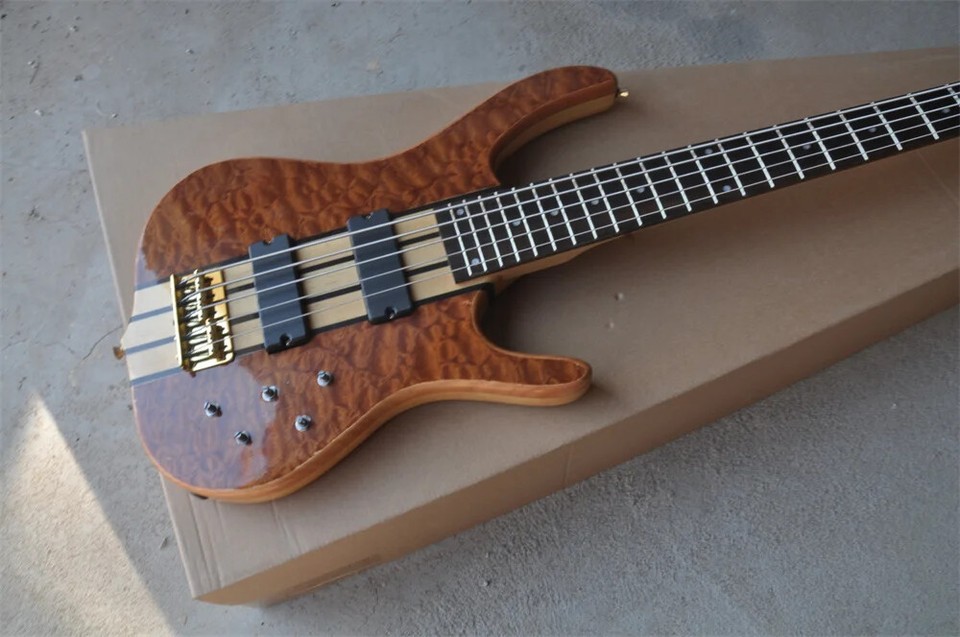 Neck Through Body 5 Strings Bass Guitar Brow Electric Bass Guitar ...