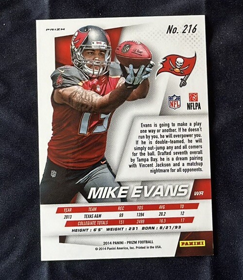 Mike Evans Rookie NM-MINT 2014 Panini Prizm Red & Yellow #216 Catching ...
