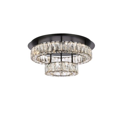 Elegant Lighting Monroe 2 Light 22" LED Double Flush Mount, Black ...