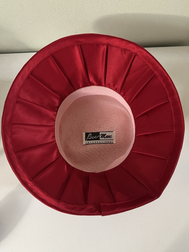 Ben Marc Red Church Hat Women’s Dress Formal Sequin Bow Feather Sunday ...